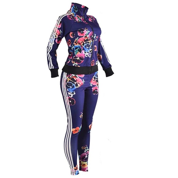Jackets & Coats | Womens Floral 2 Piece Navy Tracksuit Size Small ...